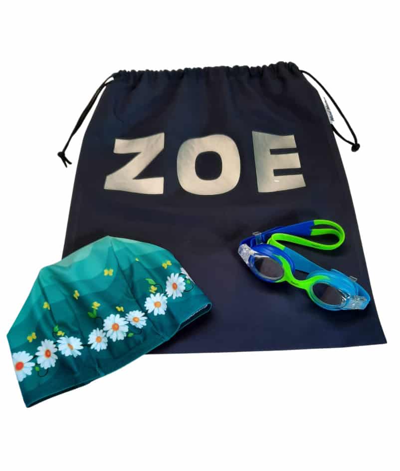 Kids Swim Pack - a NZ-made swim bag, kids goggles + kids swim cap