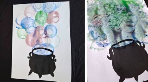 Bubbling Cauldron Halloween Art – Bubble Painting Craft for Kids